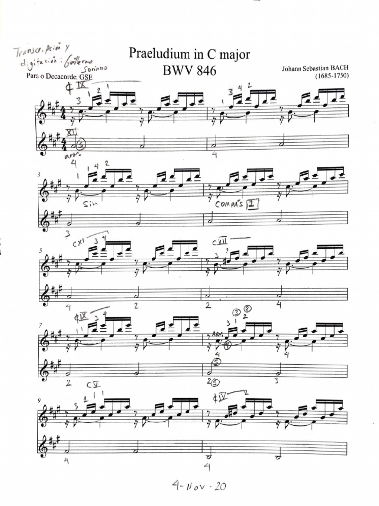 Preludio BWV 846 in C Bach Soriano | PDF