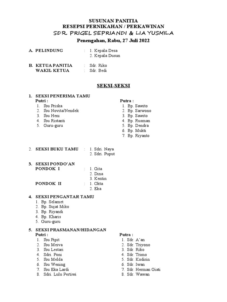 Susunan Panitia | PDF