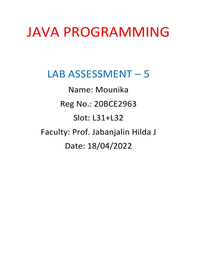 Java Programming: Lab Assessment - 5 | PDF | String (Computer Science) | Software Development