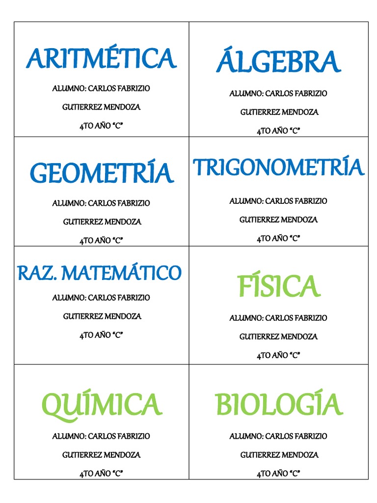 Plantillas de Cursos y Nombres | PDF | Science | Matemáticas