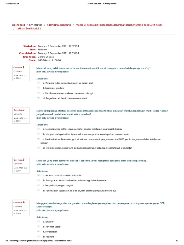 Latihan Soal Modul 1 - Attempt Review | PDF