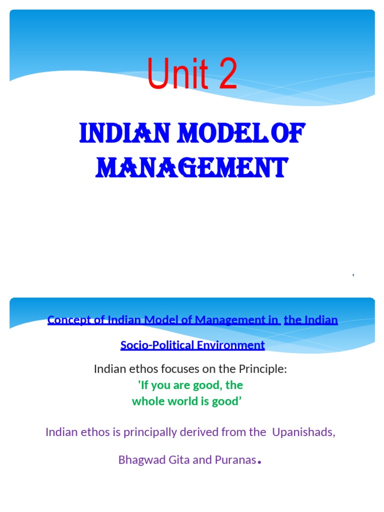Unit 2 Indian model of Management | PDF | Bhagavad Gita | Mahabharata