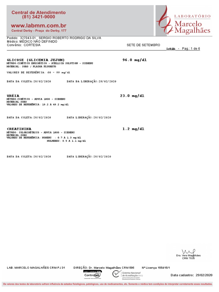 Resultados de exames laboratoriais de perfil lipídico, glicose, uréia e ...