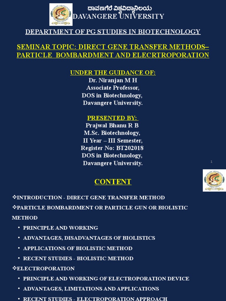 Direct Gene Transfer Methods - Particle Bombardment & Electroporation ...