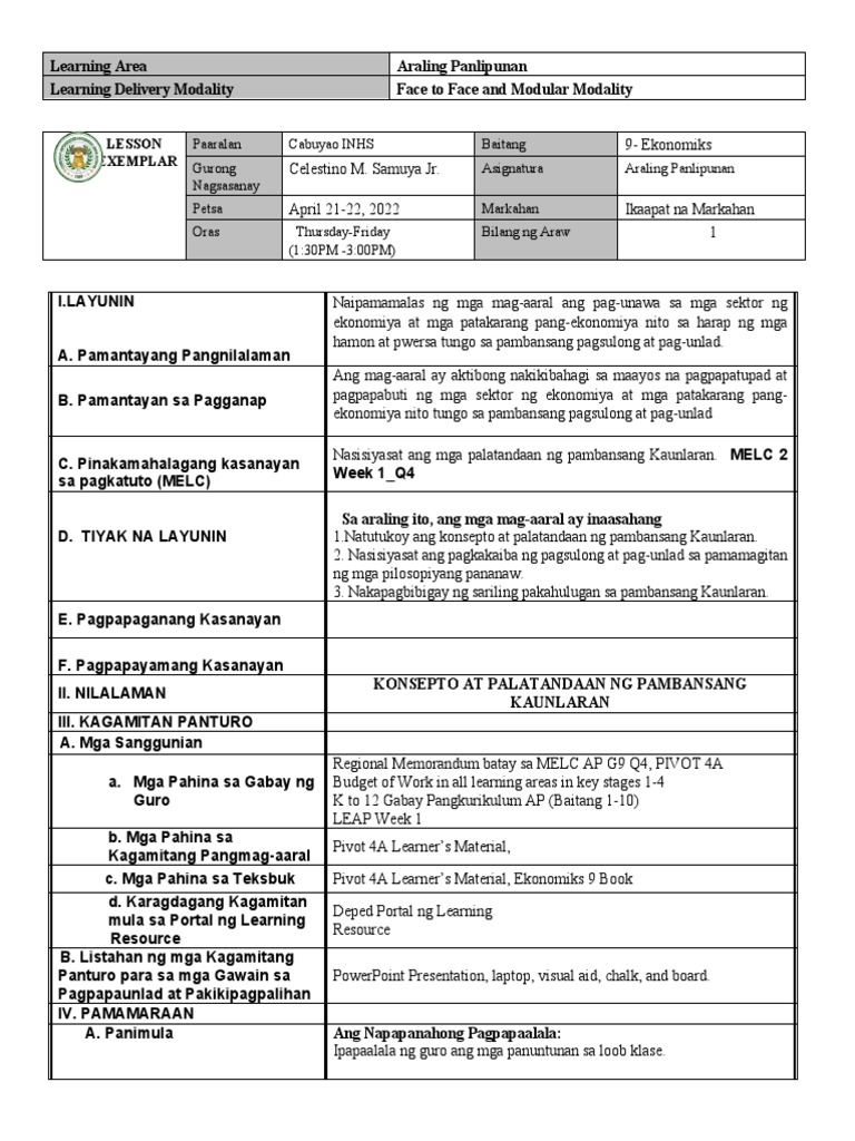 Grade 9 - Week 1 Q4 Le | PDF