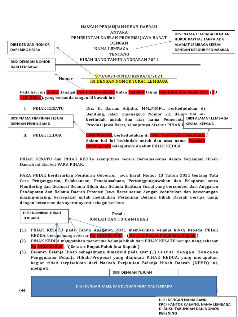 Perjanjian Hibah Jabar 2021 | PDF