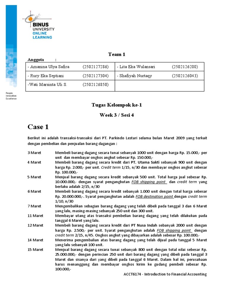2121 Acct6174035 Dsba TK1-W3-S4-R3 Team1 | PDF | Bisnis