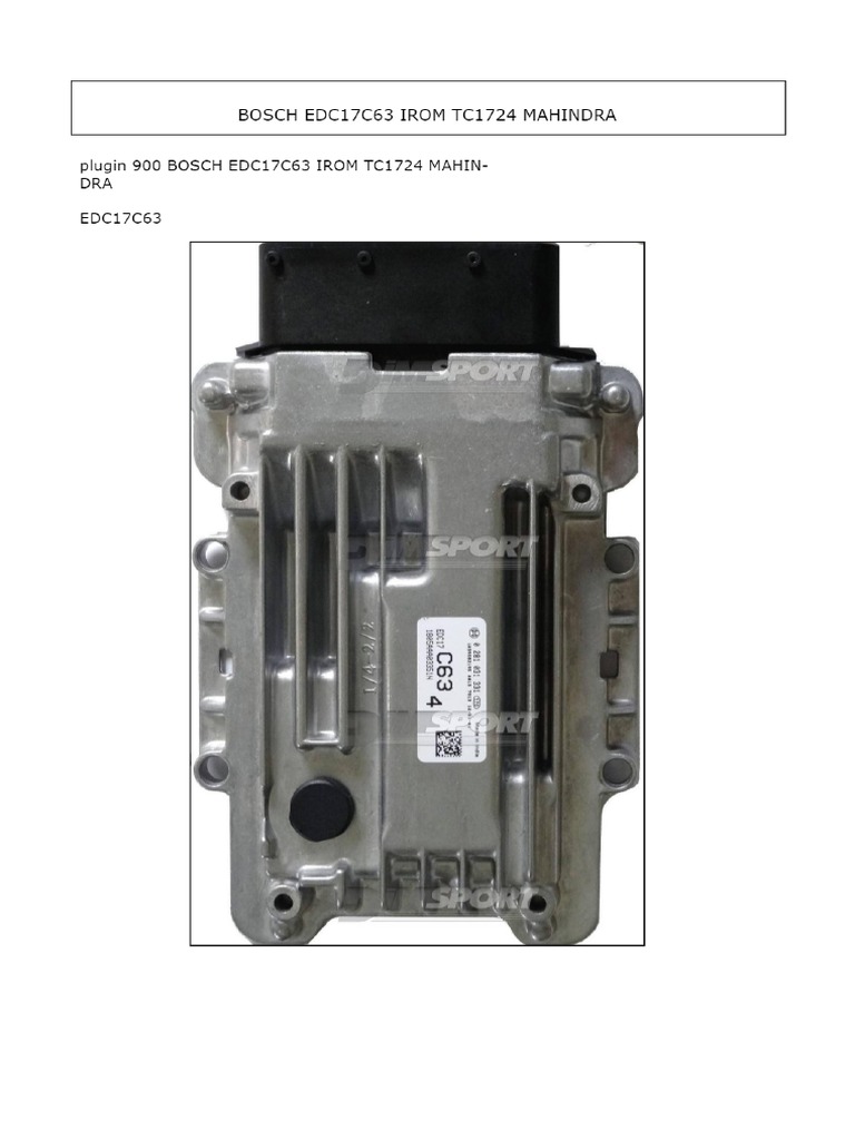 Pinout Bosch EDC17C63 Irom TC1724 Mahindra | PDF