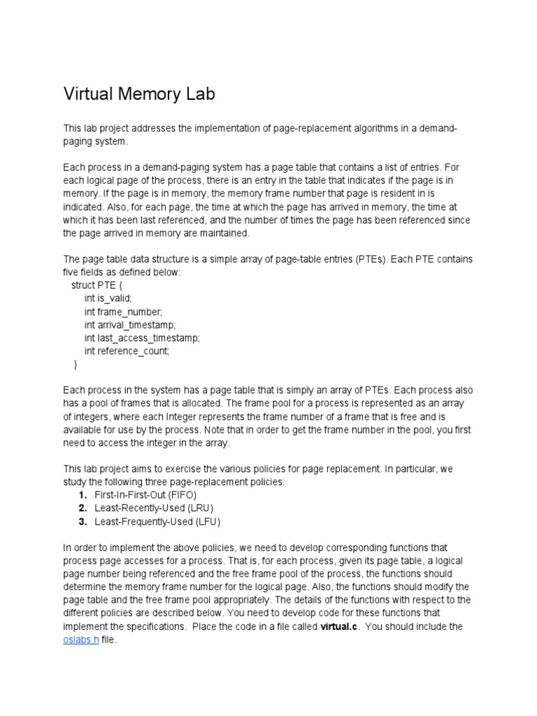 Virtual Memory Lab-2 | PDF | Computer Programming | Operating System ...