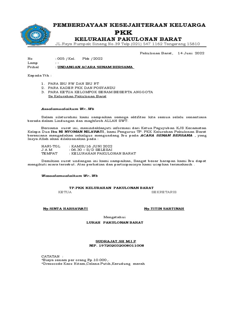 Surat PKK Keluar 2022 | PDF