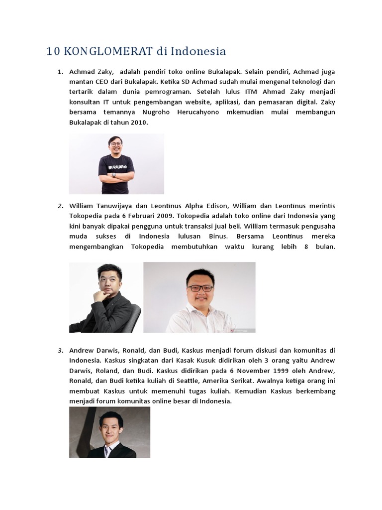 10 Profil Wirausahawan Sukses Di Indonesia | PDF