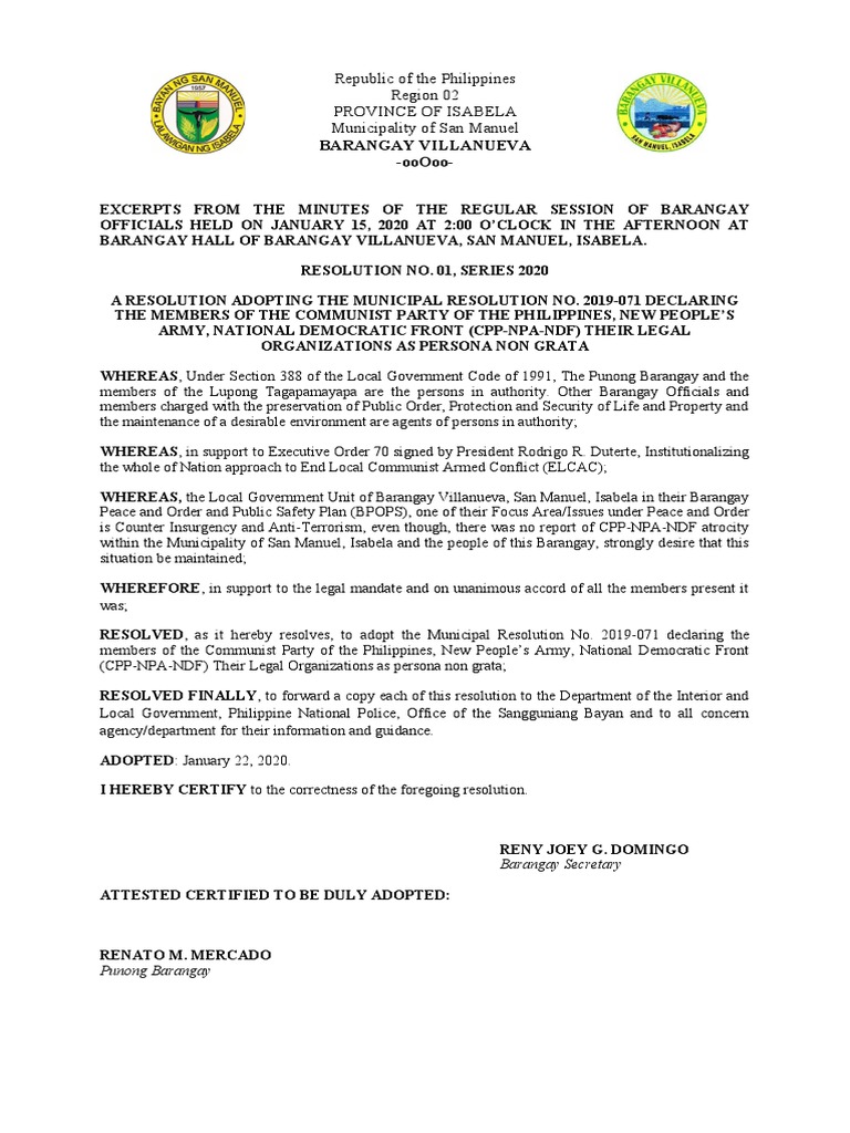 Resolution - Persona Non Grata | PDF | National Security | Government