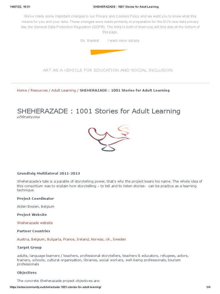 SHEHERAZADE - 1001 Stories For Adult Learning | PDF | Storytelling | Adult Education