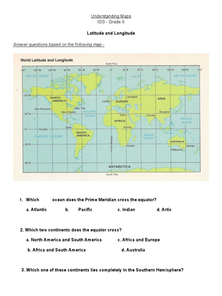 Answer Questions Based On The Following Map - : Understanding Maps IGS ...
