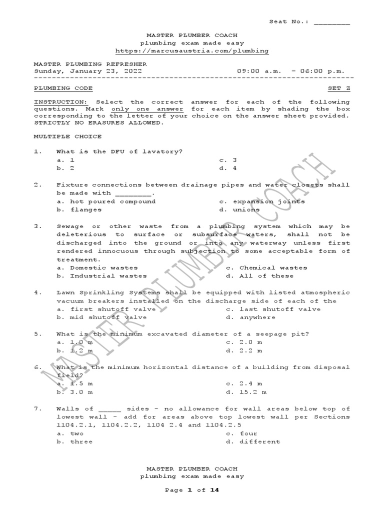 Plumbing Code Refresher Set Z | Download Free PDF | Plumbing | Pipe ...