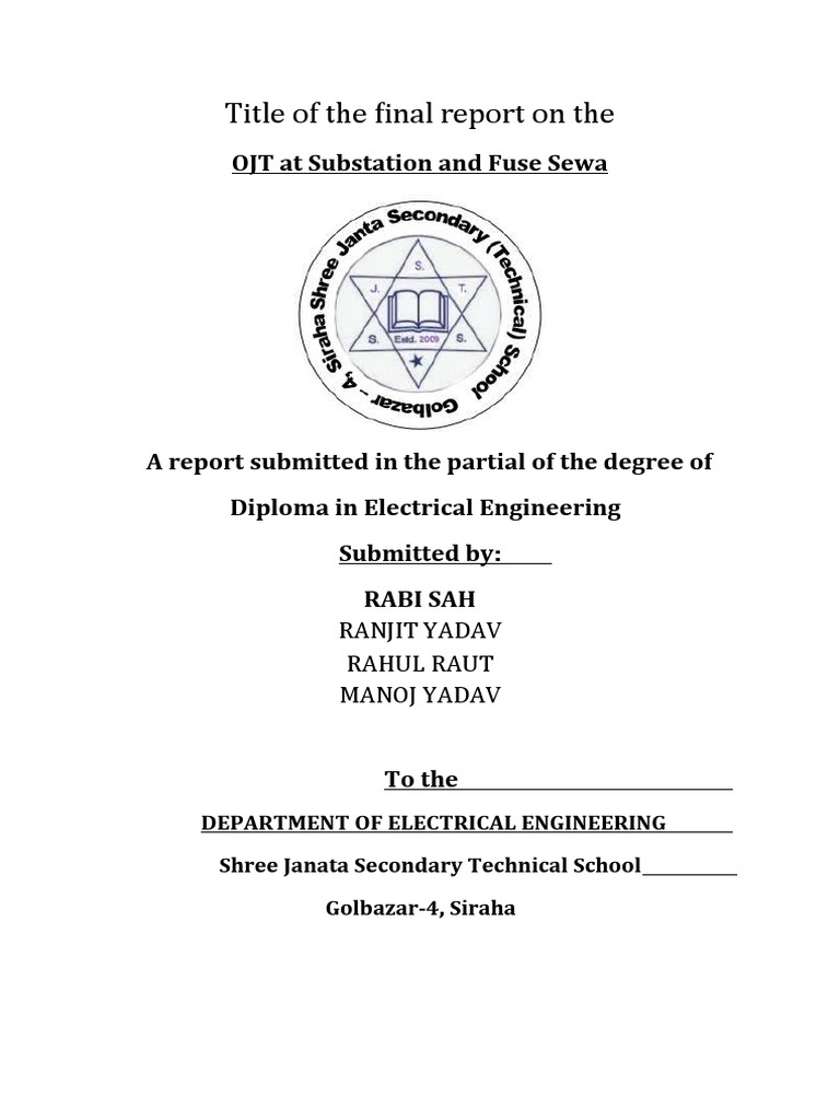Ojt Report Class 11 | PDF | Insulator (Electricity) | Electrical Substation