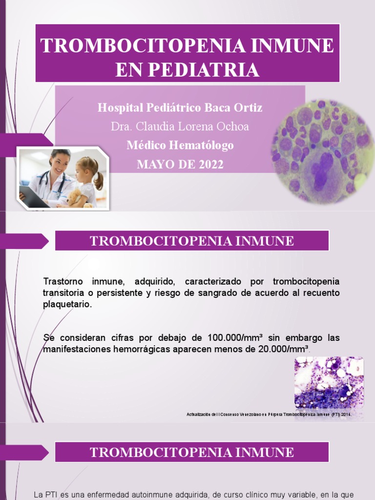 Trombocitopenia Inmune 2022. Clase Baca Ortiz. Claudia Ochoa | PDF ...