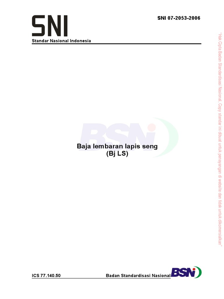 Baja Lembaran Lapis Seng (BJ LS) | PDF