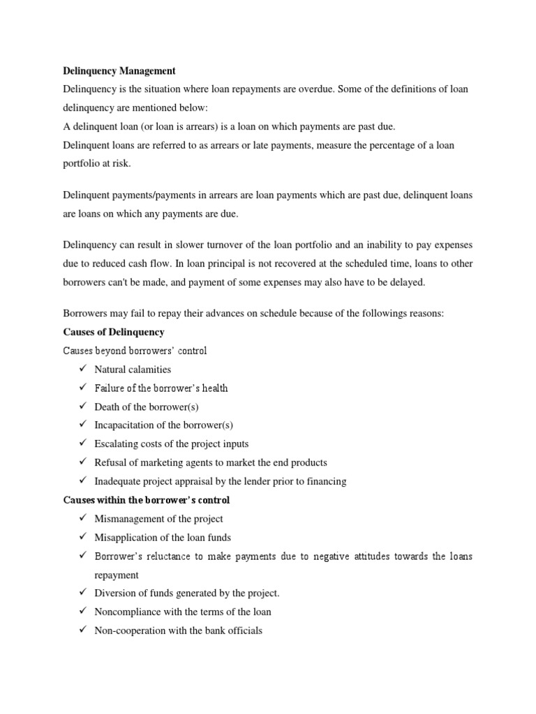 Delinquency Management | Download Free PDF | Loans | Refinancing
