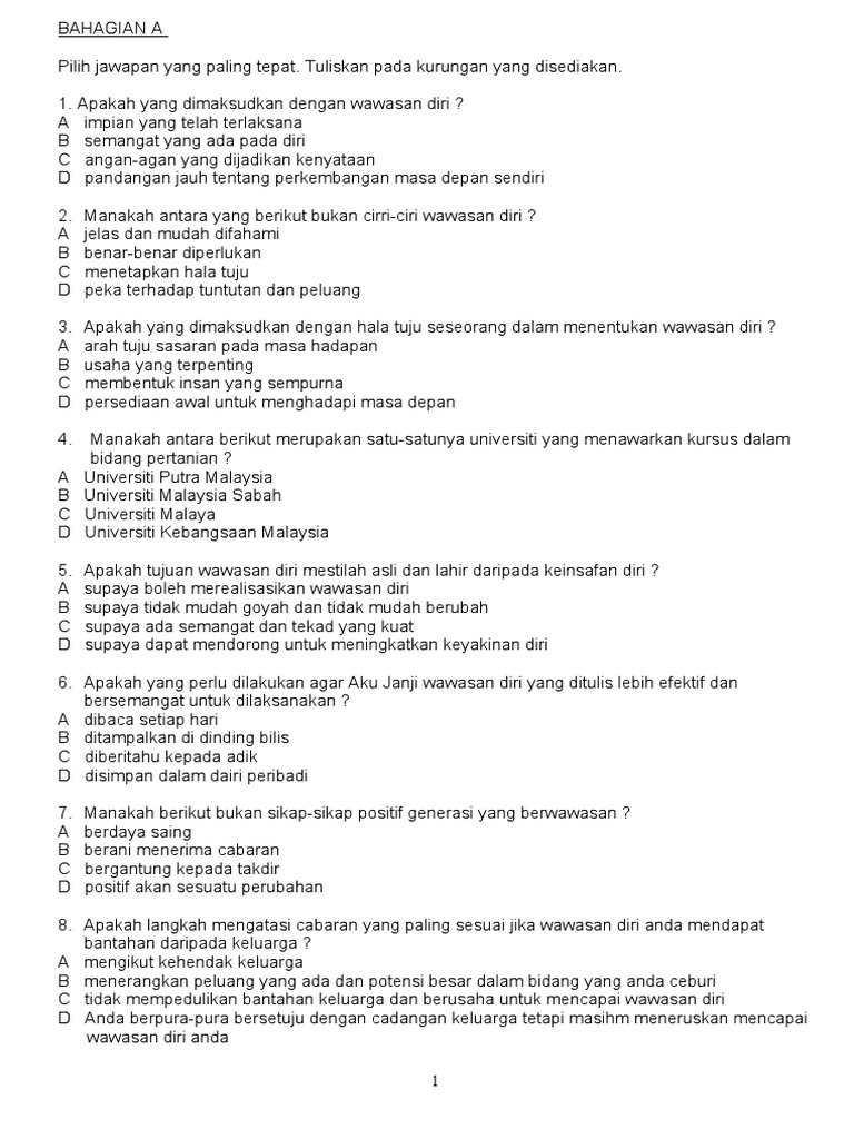 Soalan Ujian 1 PSK | PDF