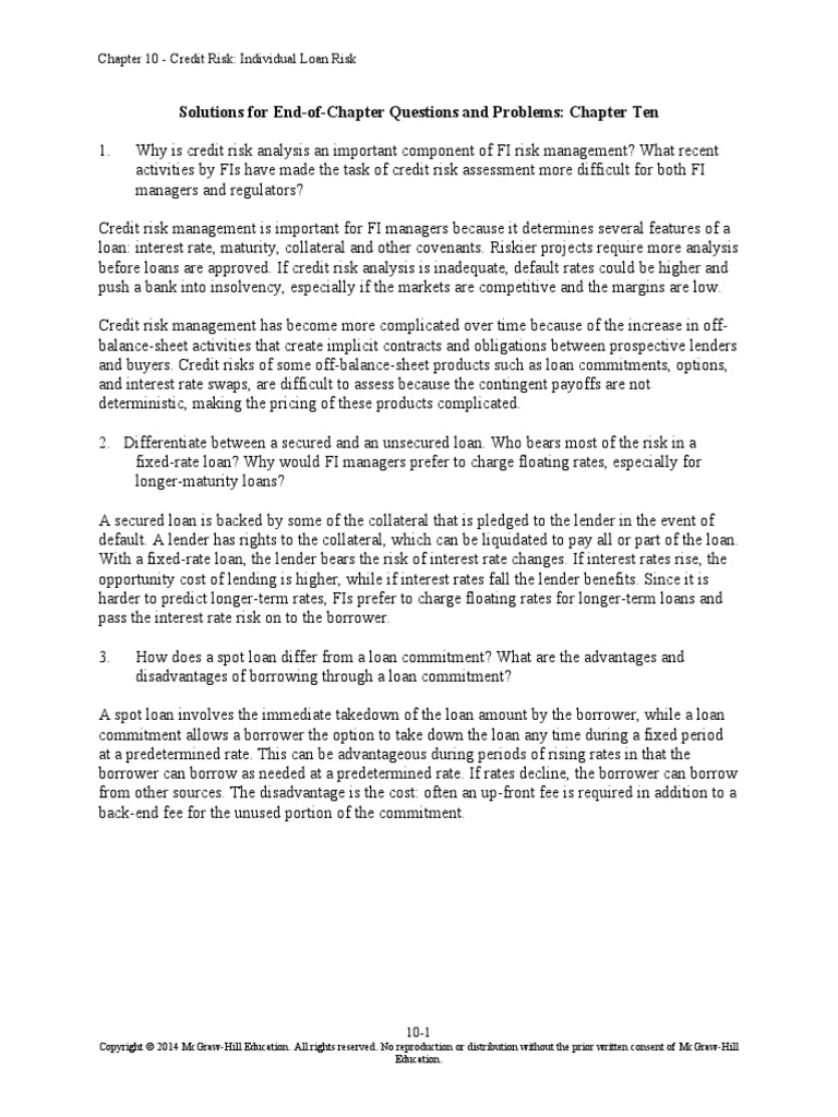 Solutions For End-of-Chapter Questions and Problems: Chapter Ten | PDF ...