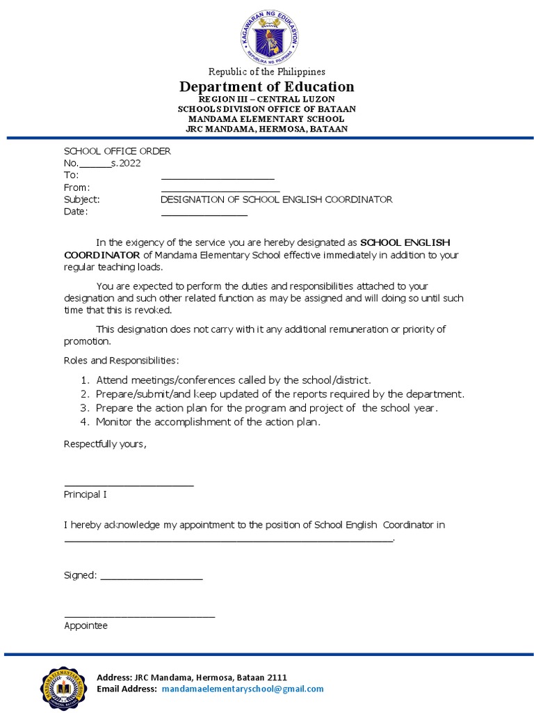 DESIGNATION - English Coordinator | PDF