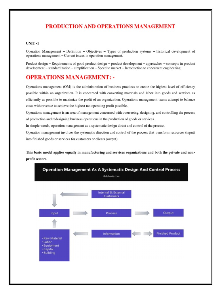 Pom Notes | PDF | Operations Management | Supply Chain Management