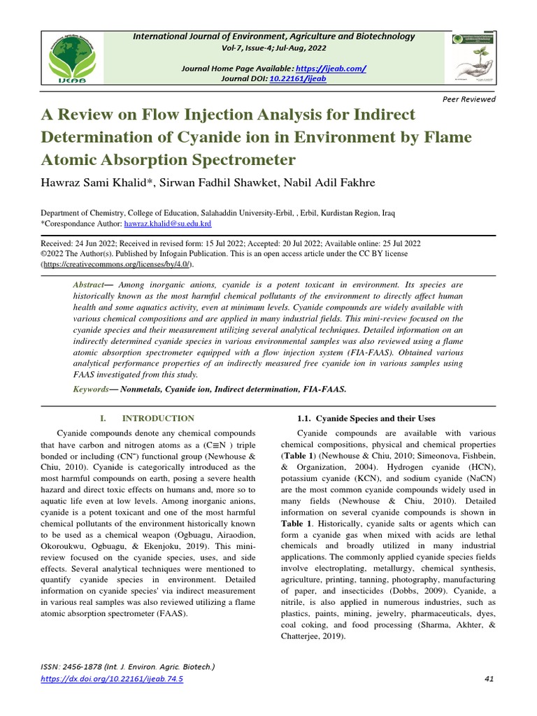 A Review On Flow Injection Analysis For Indirect Determination of ...