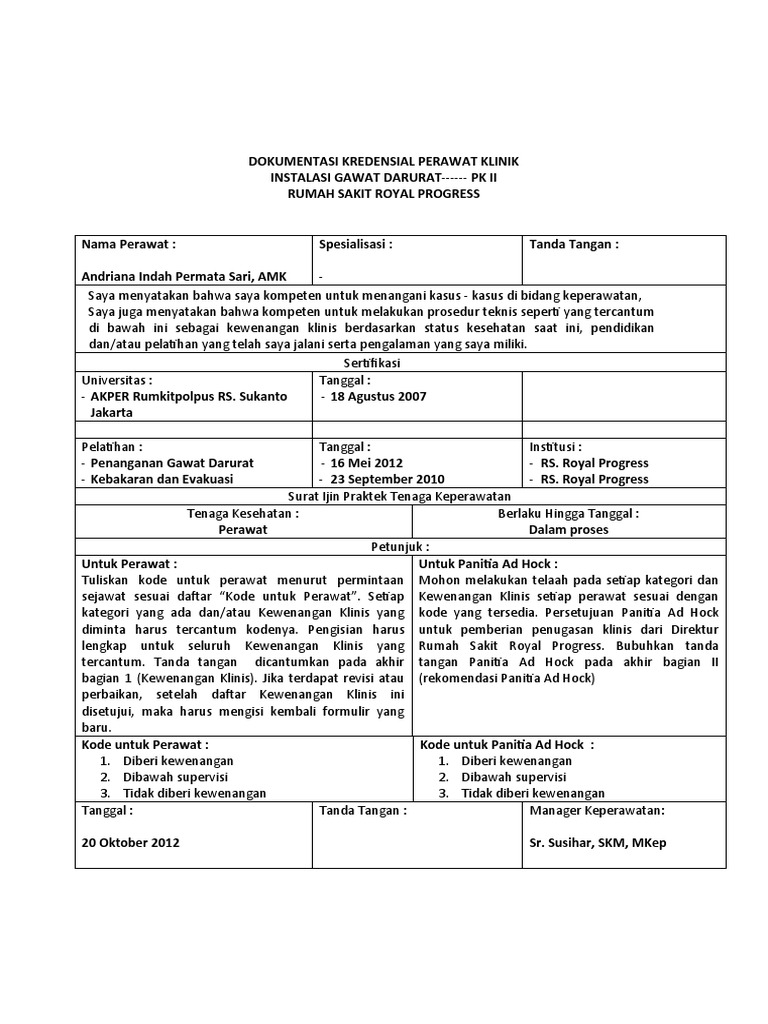 Proses Kredensi Perawat PK II-IGD | PDF
