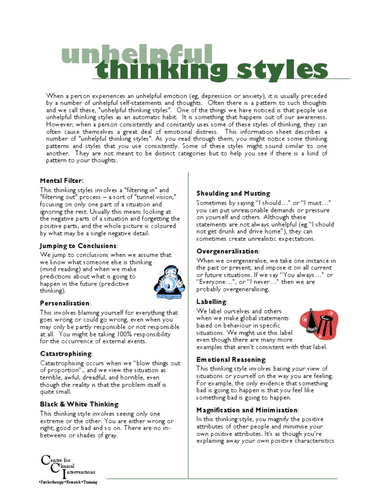 Info-UT Unhelpful Thinking | PDF | Thought | Emotions