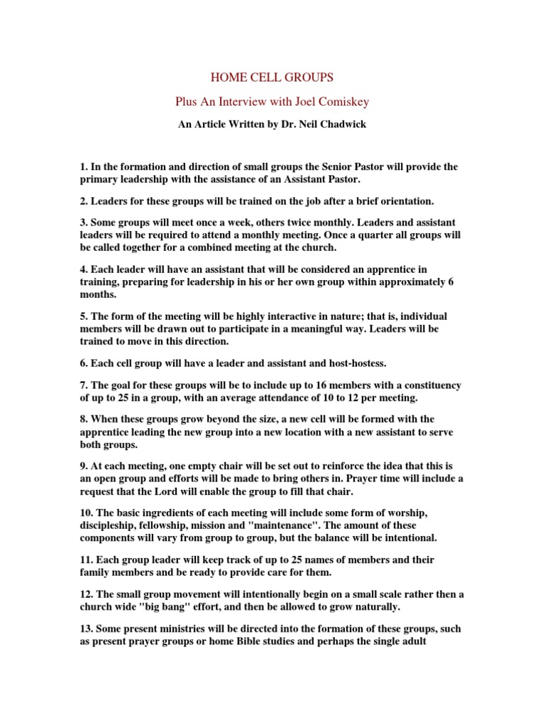 HOME CELL GROUPS | PDF | Pastor | Leadership
