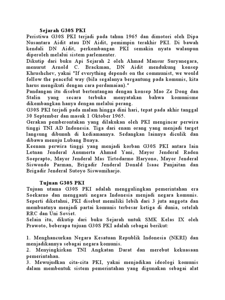 Sejarah G30S PKI | PDF
