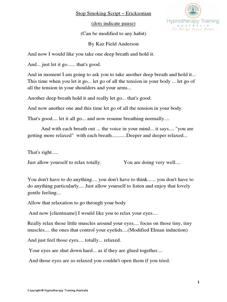 Stop Smoking Script | PDF | Psychology