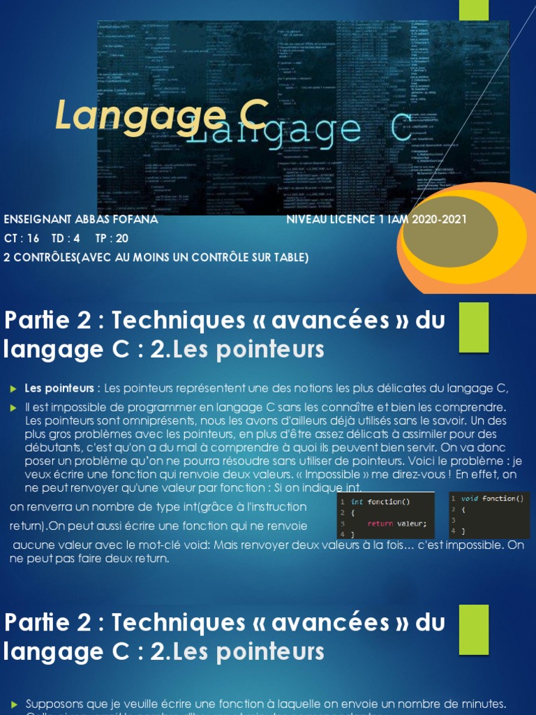 Les Pointeurs | PDF | Pointeur (programmation) | Variable (informatique)