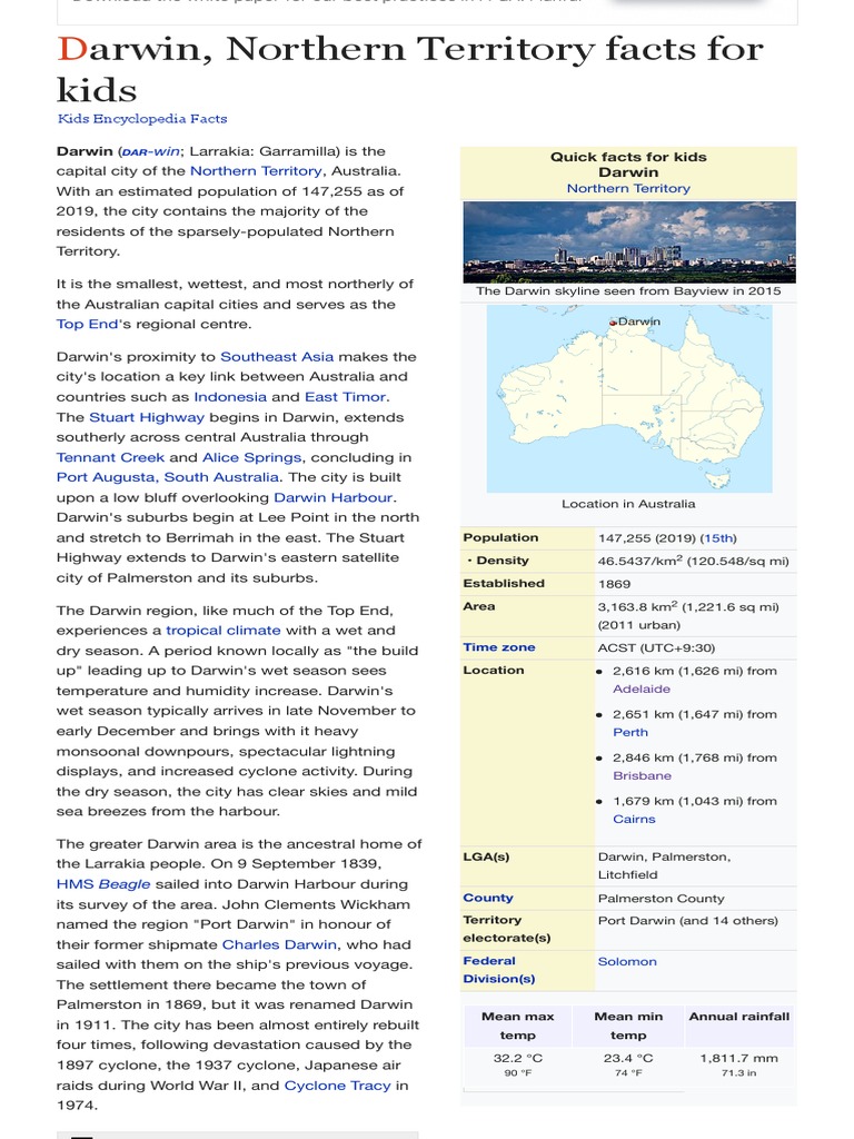 darwin northern territory facts for kids | PDF | Rain | Wet Season