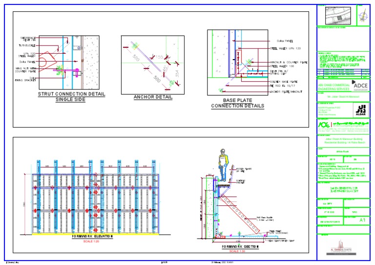 Strut Connection Detail Single Side Anchor Detail Base Plate Connection ...