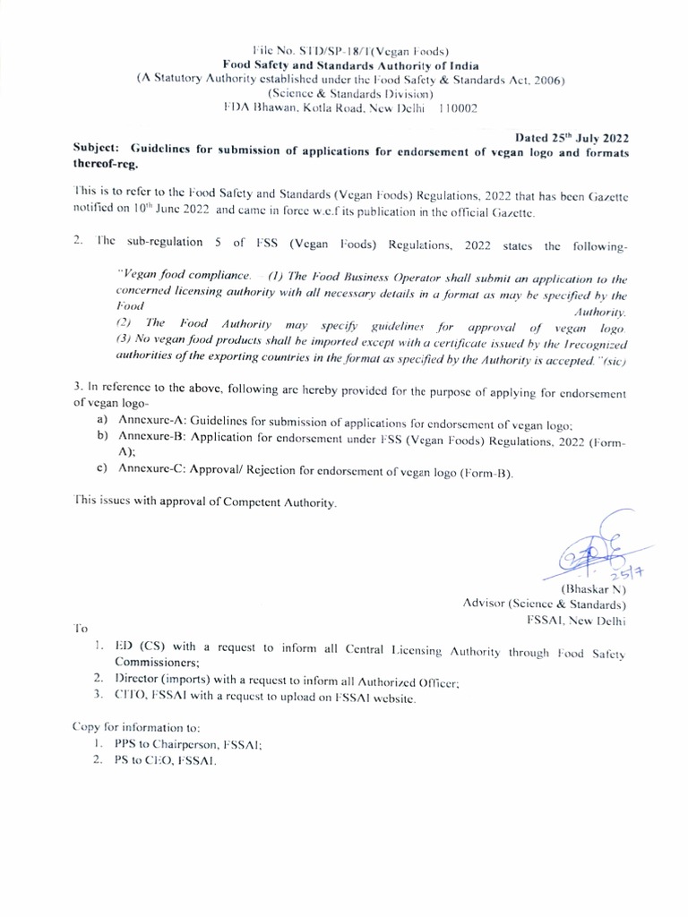 FSSAI Vegan Logo Endorsement Guidelines | PDF | Justice | Crime & Violence