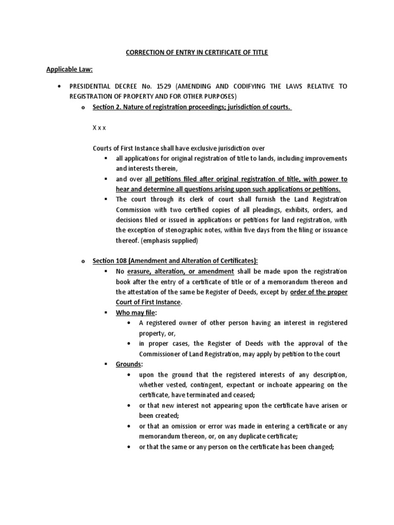Correction of Land Title Entries | PDF | Ex Parte | Justice