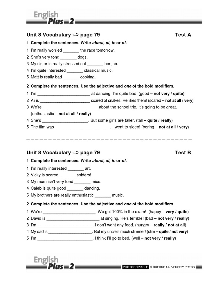 Unit 8 Vocabulary Test A | PDF | Verb | Linguistic Typology