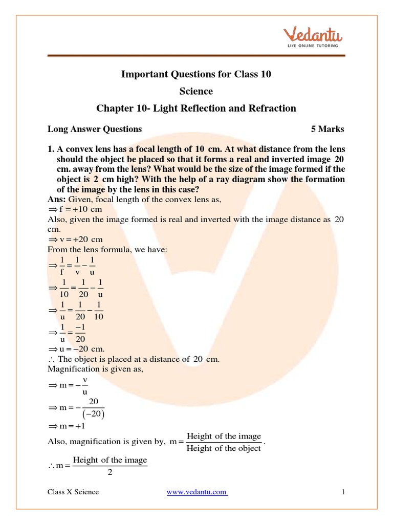 Important Questions Class 10 Science Chapter 10 | PDF ...