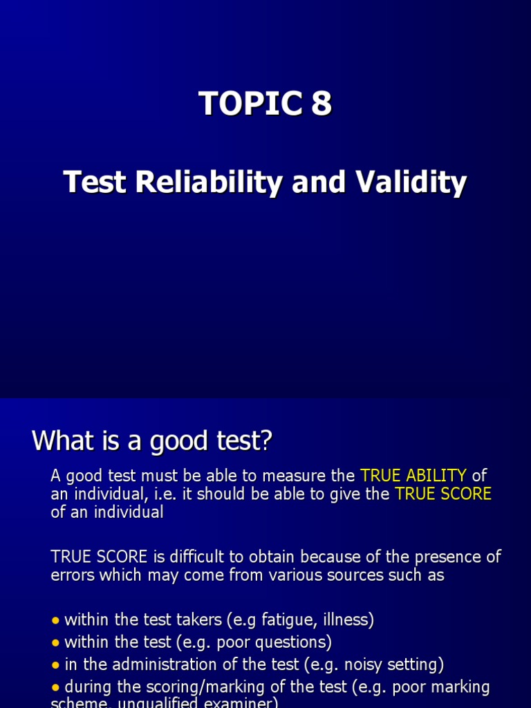 HMEF5053 Topic 8 Reliability Validity | PDF | Validity (Statistics) | Psychometrics