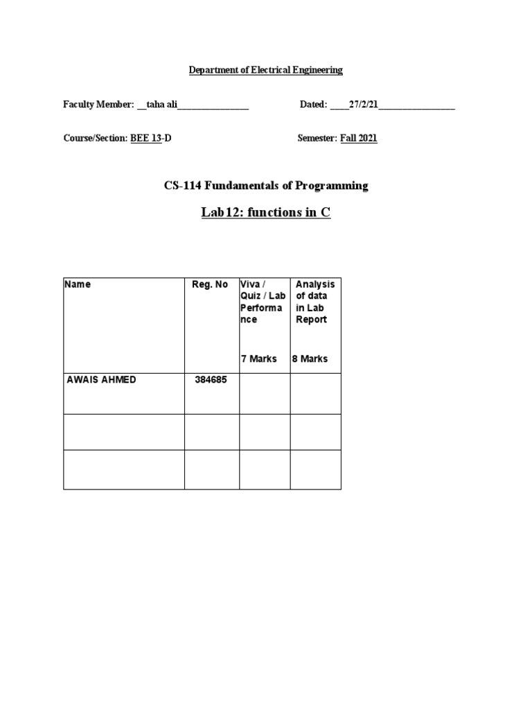 Fop Lab 12 | PDF | Integer (Computer Science) | Subroutine Fop Lab 12 | PDF | Integer (Computer Science) | Subroutine