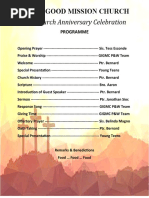 34th Church Founding Anniversary Script | PDF | Prayer | Jesus