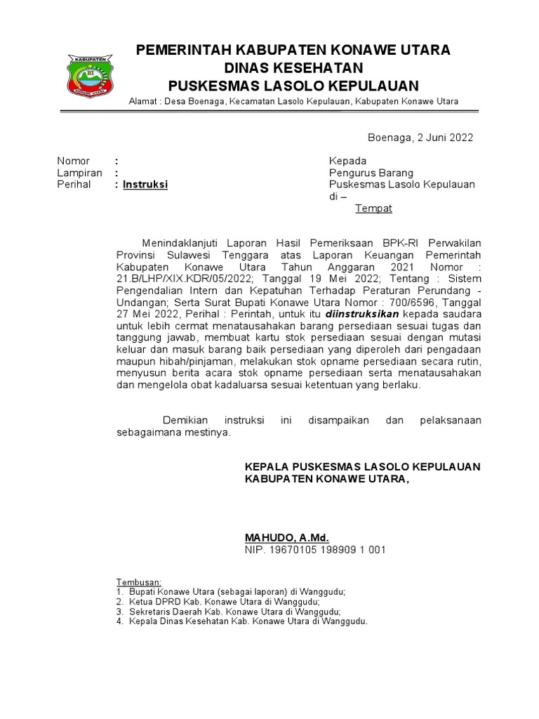 Perintah - KAPUS Ke PB 8 PKM TEMUAN BPK ASET | PDF