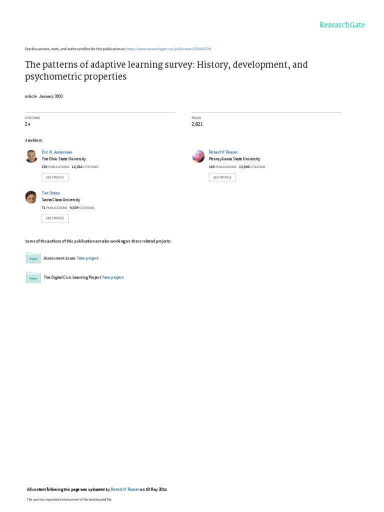Patterns of Adaptive Learning Survey Insights | PDF | Motivational ...