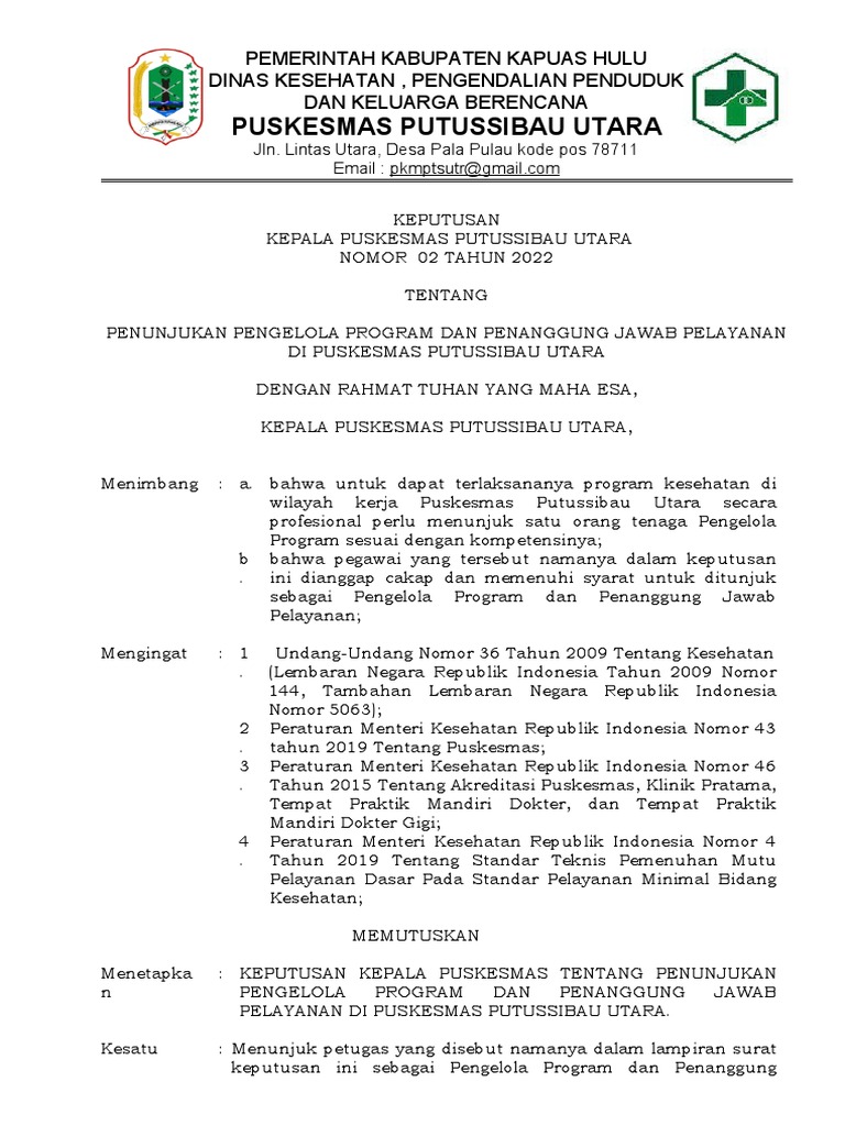 SK 02 Pengelola Program Dan PJ Pel | PDF