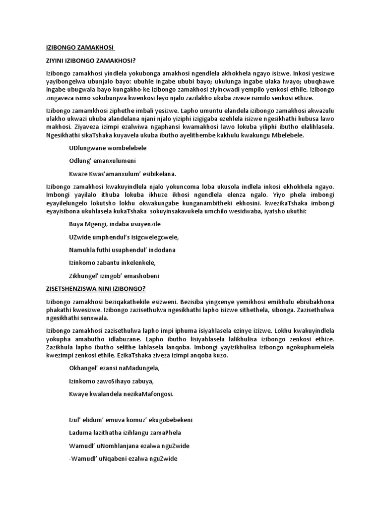 Izibongo Zamakhosi | PDF