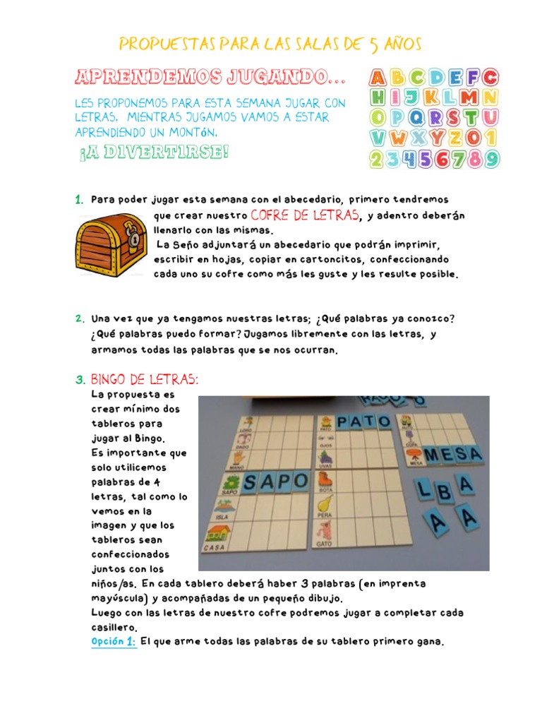 Juegos de letras para aprender jugando | PDF