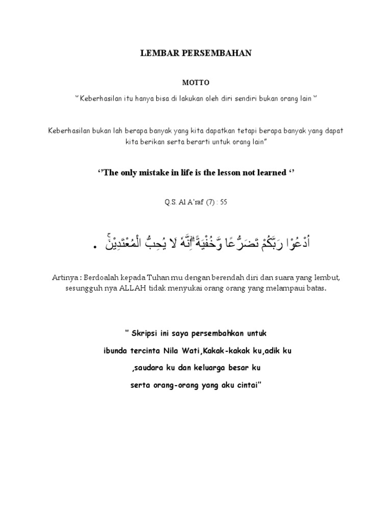 Lembar Persembahan Skripsi | PDF