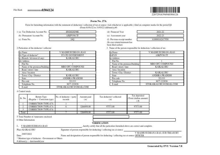 27a Hyds20290e 24Q Q4 202122 | PDF | Government | Taxation